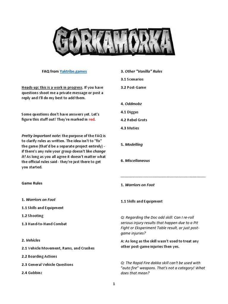 Gorkamorka FAQ From Yaktribe | PDF | Shield | Weaponry