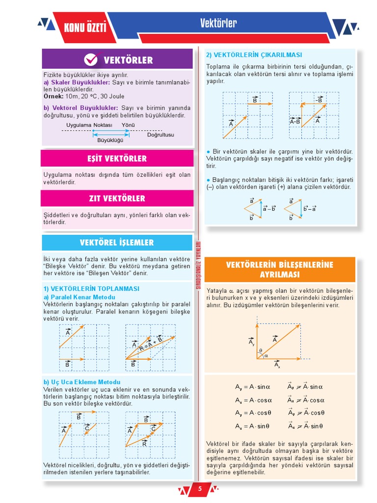 11.sinif Fizik Dersi Vektorler Konu Anlatimi | PDF