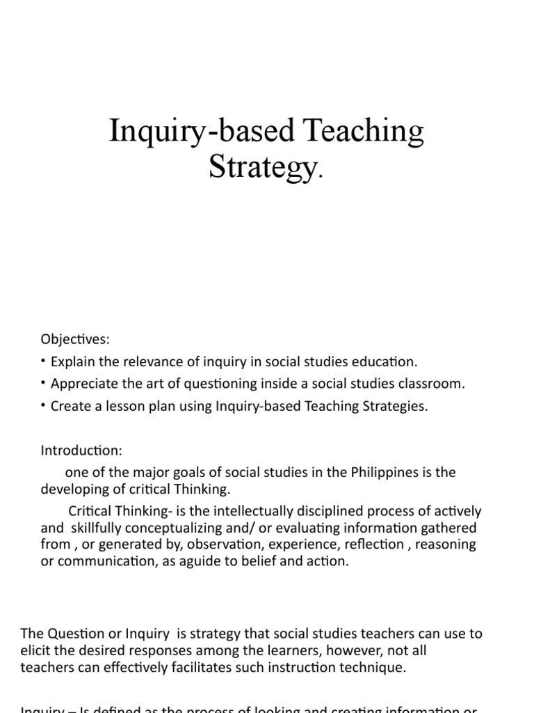 Inquiry-Based Strategies in Social Studies | PDF | Inquiry Based ...