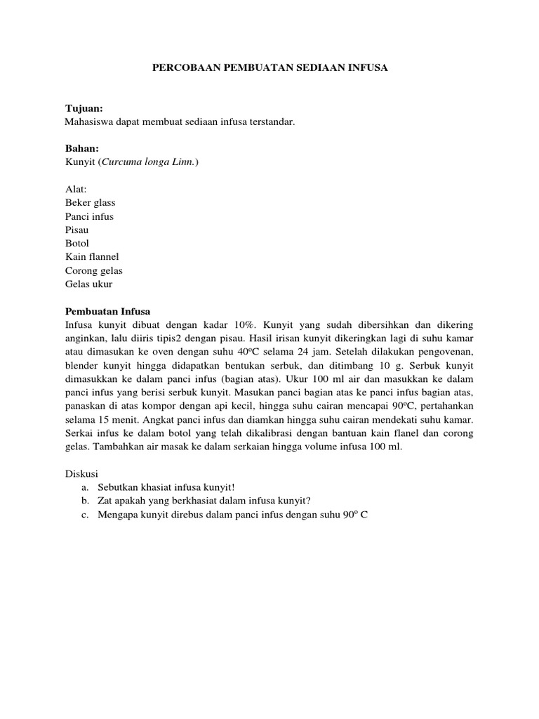 Petunjuk Praktikum Sediaan Infusa | PDF