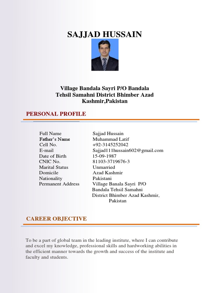 Sajjad Hussain: Village Bandala Sayri P/O Bandala Tehsil Samahni ...