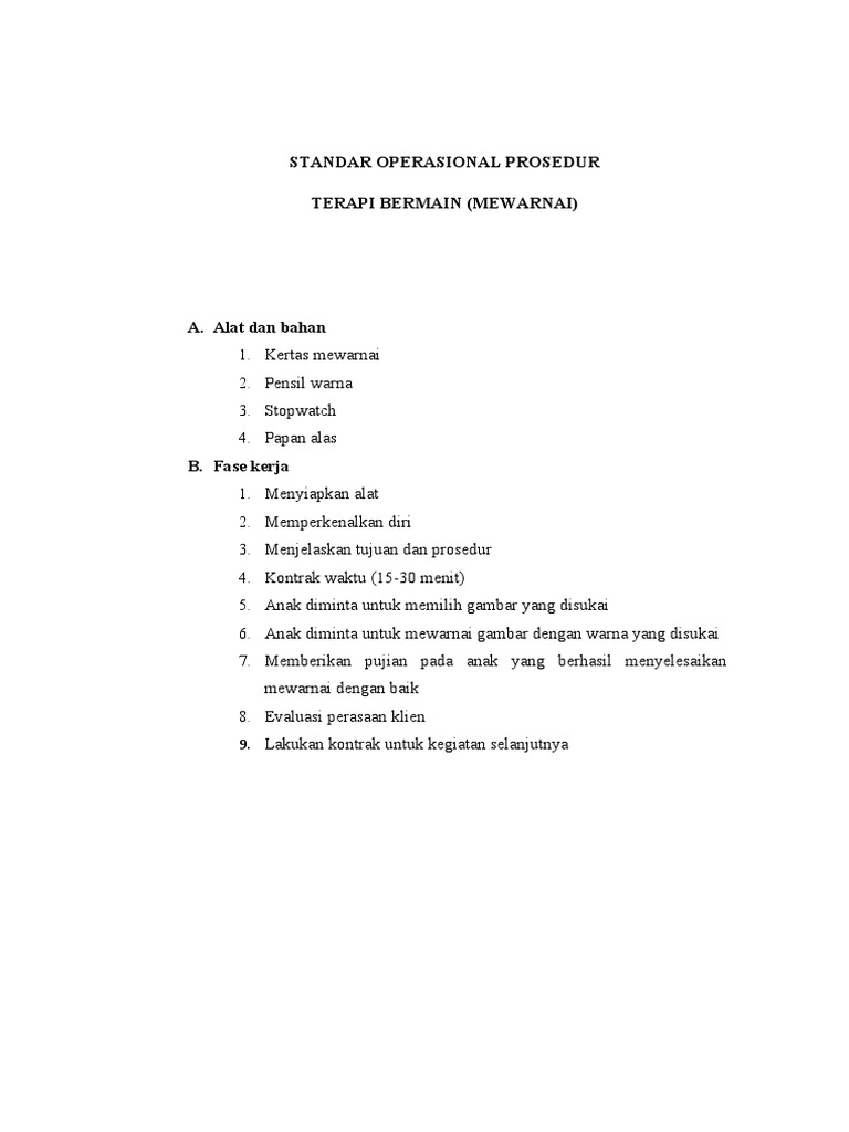 Sop Terapi Bermain Mewarnai | PDF | Karier & Perkembangan | Seni