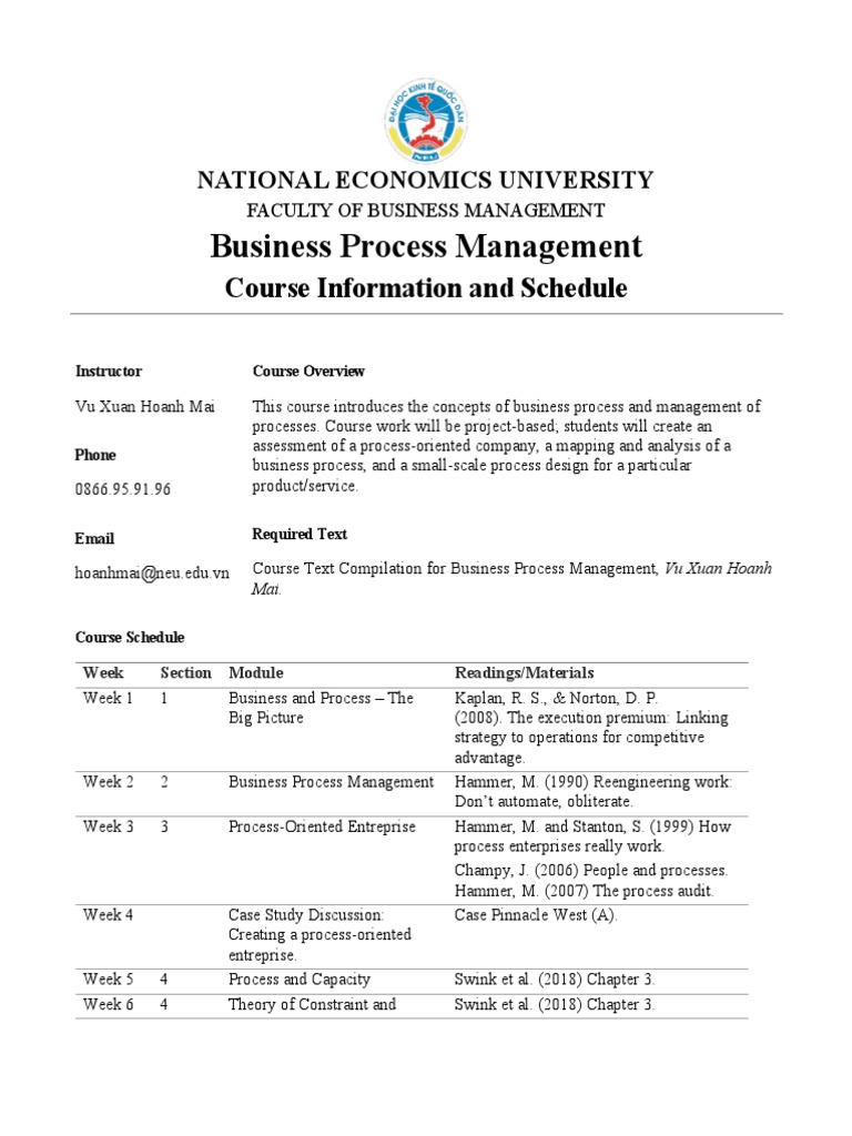 BPM Course Info and Schedule | PDF | Business Process Management ...