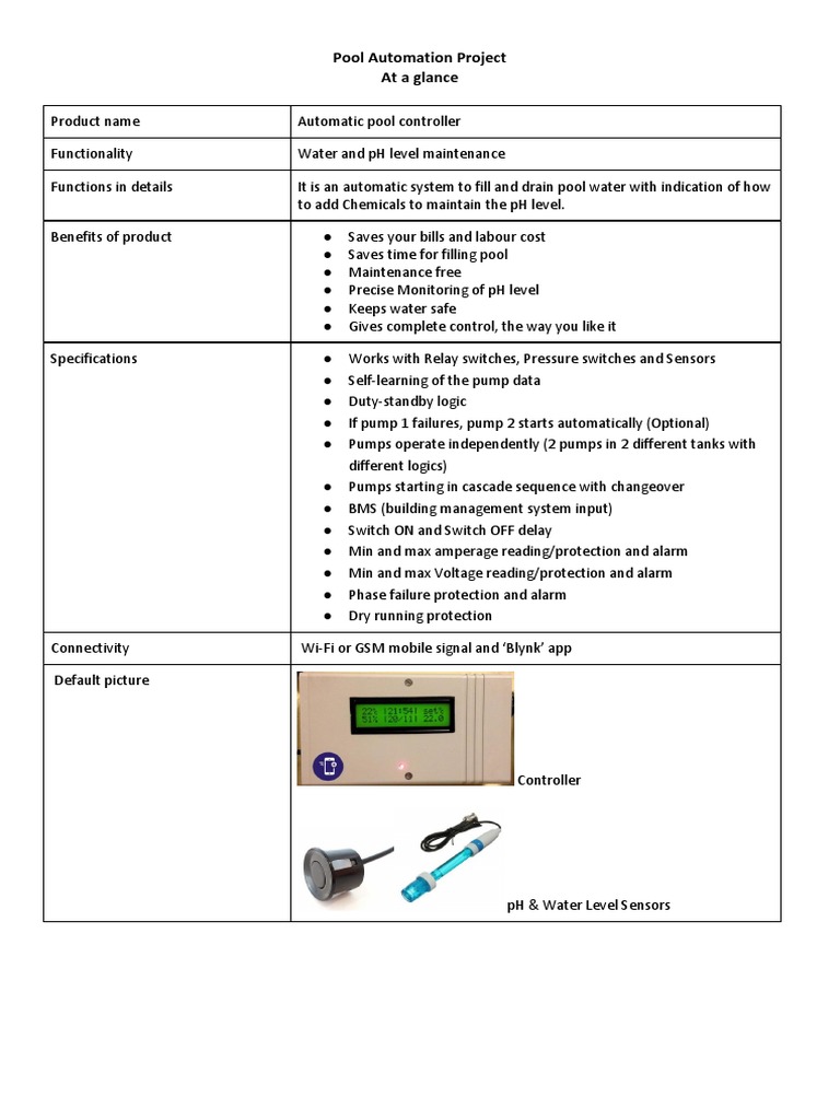 Pool Automation Project-Glance | PDF | Automation | Switch