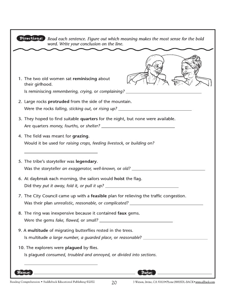 Reading Comprehension p.20 - Meaning