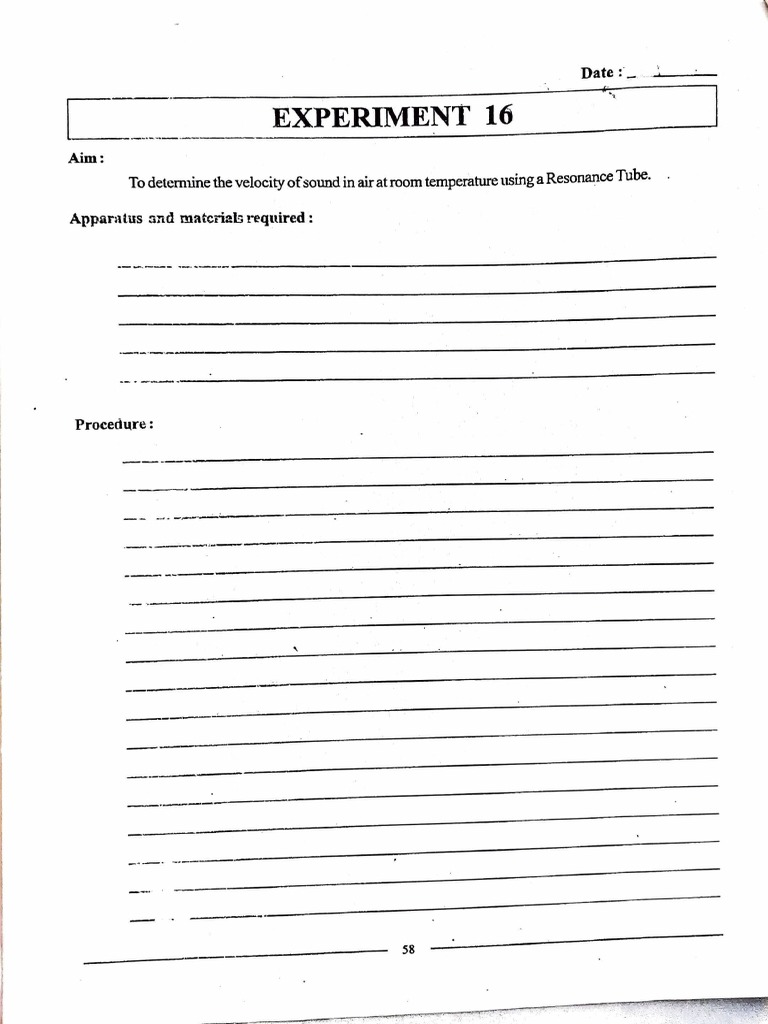 Resonance Tube Class 11 Practical File | PDF