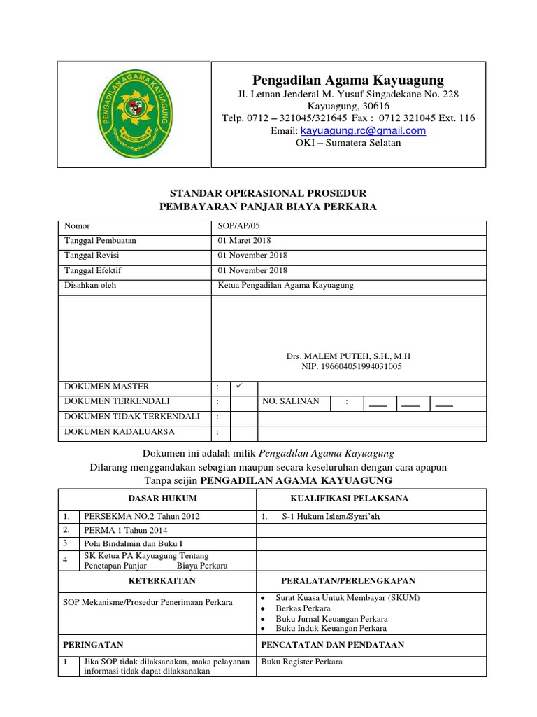 SOP PA Kayuagung | PDF