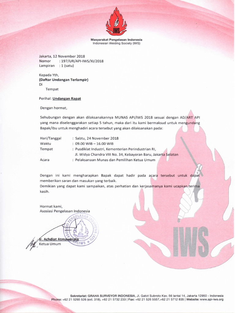 Undangan Munas Pengurus API-r2 | PDF