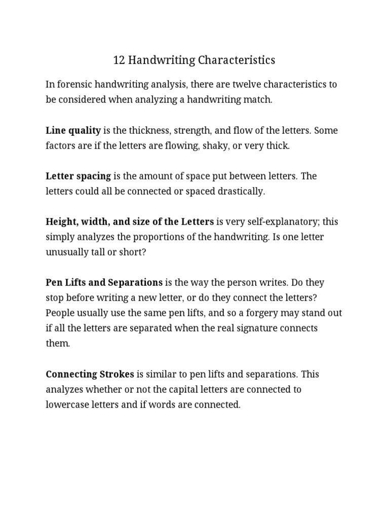 Handwriting Characteristics | PDF | Language Arts & Discipline