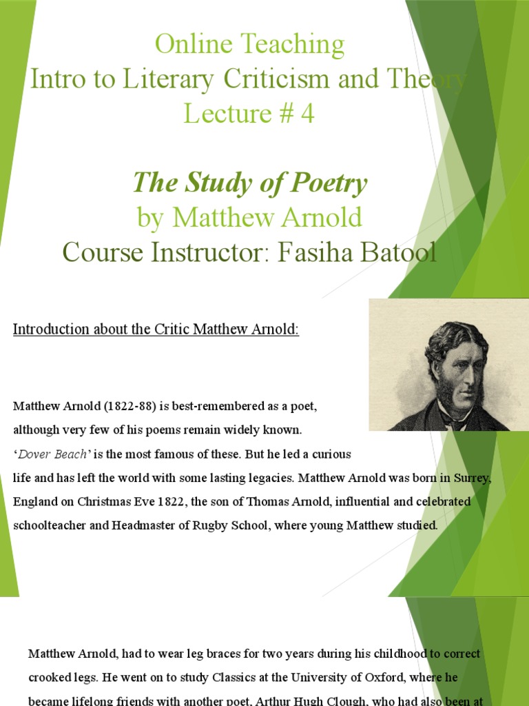 The Study of Poetry | PDF | John Dryden | Poetry