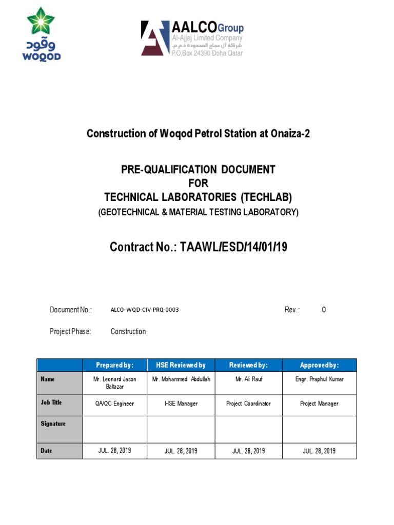 Prequalification of Techlab Rev 0 | PDF | Geotechnical Engineering ...