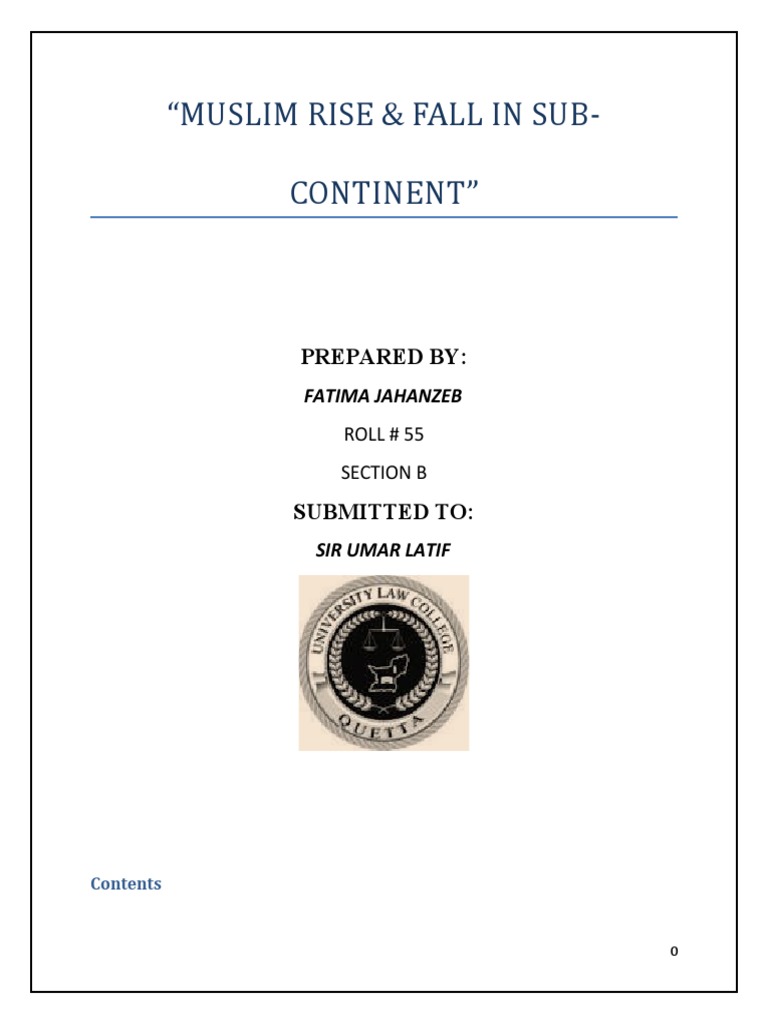 Muslim Rise and Fall in Sub-Continent | PDF | Mughal Empire | Sindh
