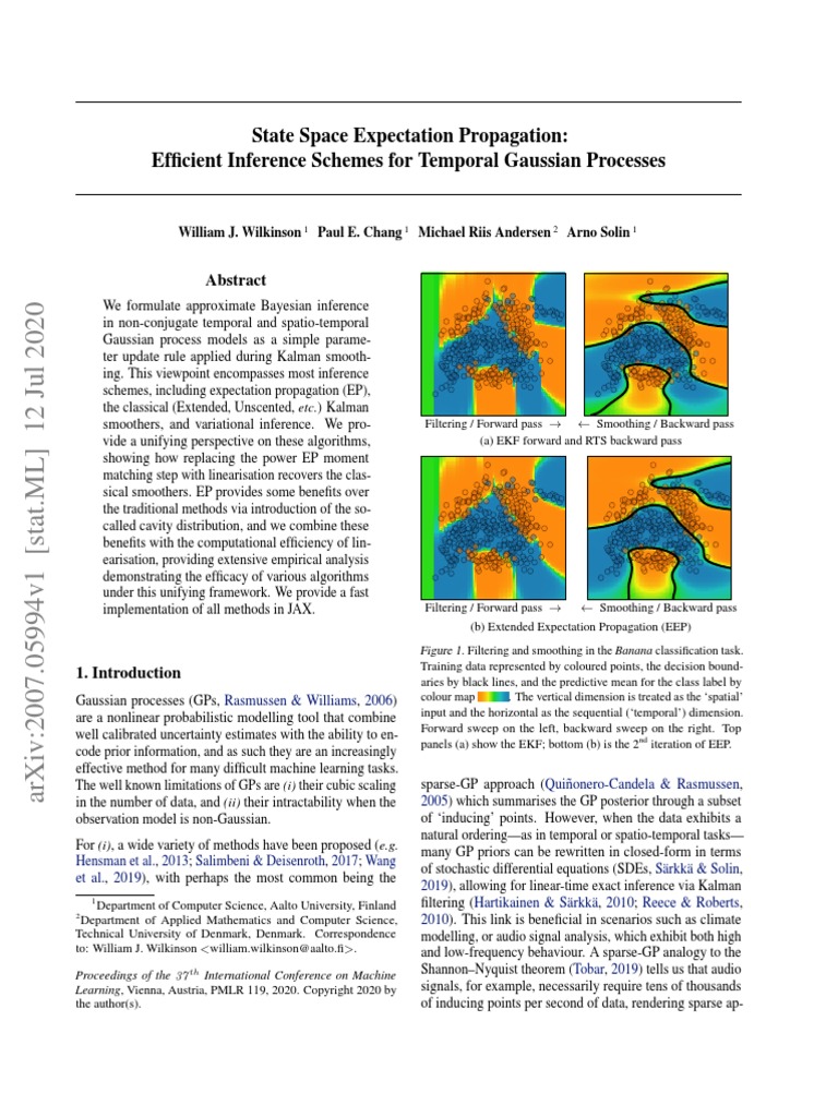 State Space Expectation Propagation Pdf Kalman Filter Applied