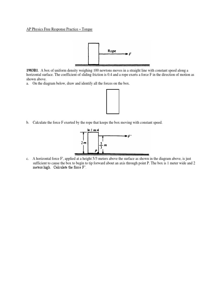 3b-Torque FR Practice Problems | PDF | Rotation Around A Fixed Axis | Force