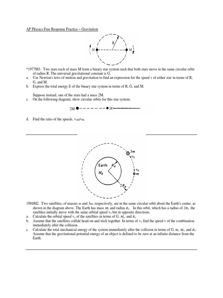 7b-Gravitation FR Practice Problems | PDF | Orbit | Mass