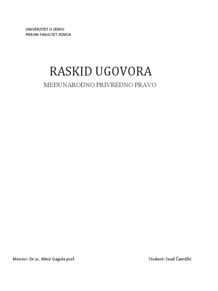 Raskid Ugovora Prema UNIDROIT Principima | PDF