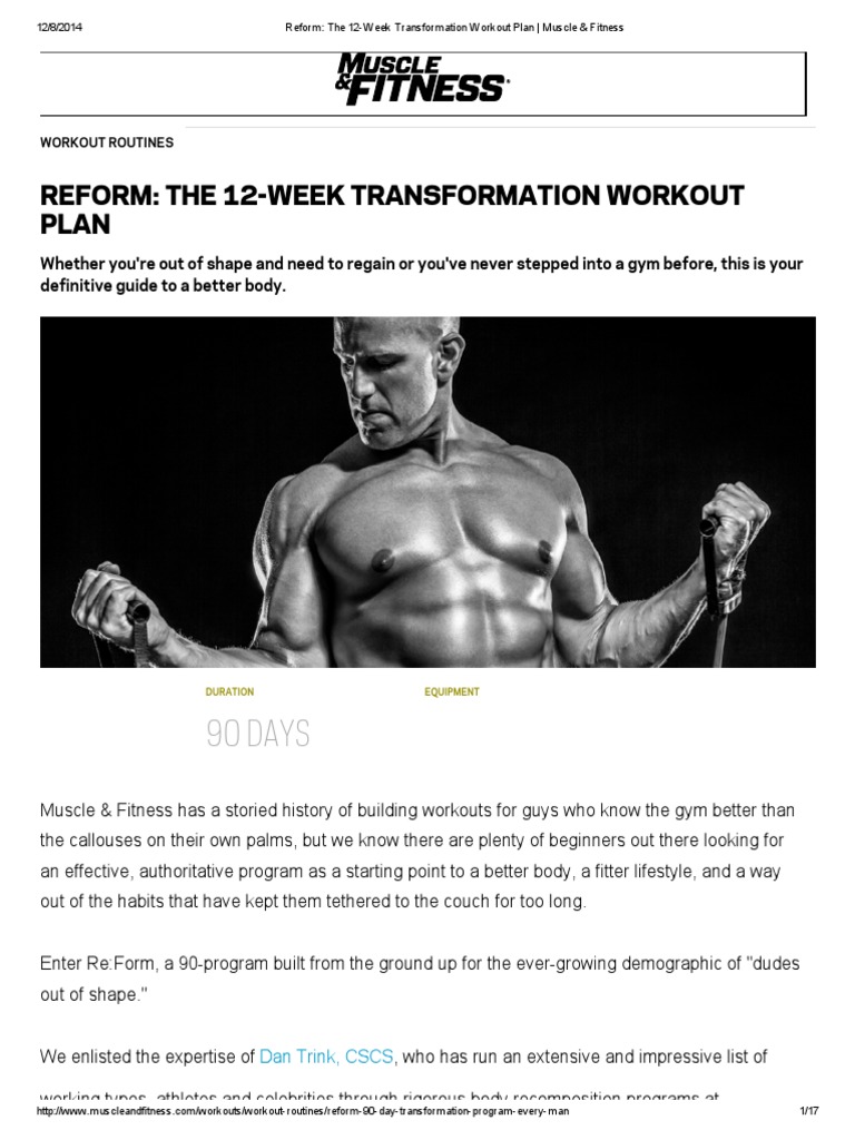 Reform - The 12-Week Transformation Workout Plan - Muscle & Fitness | PDF