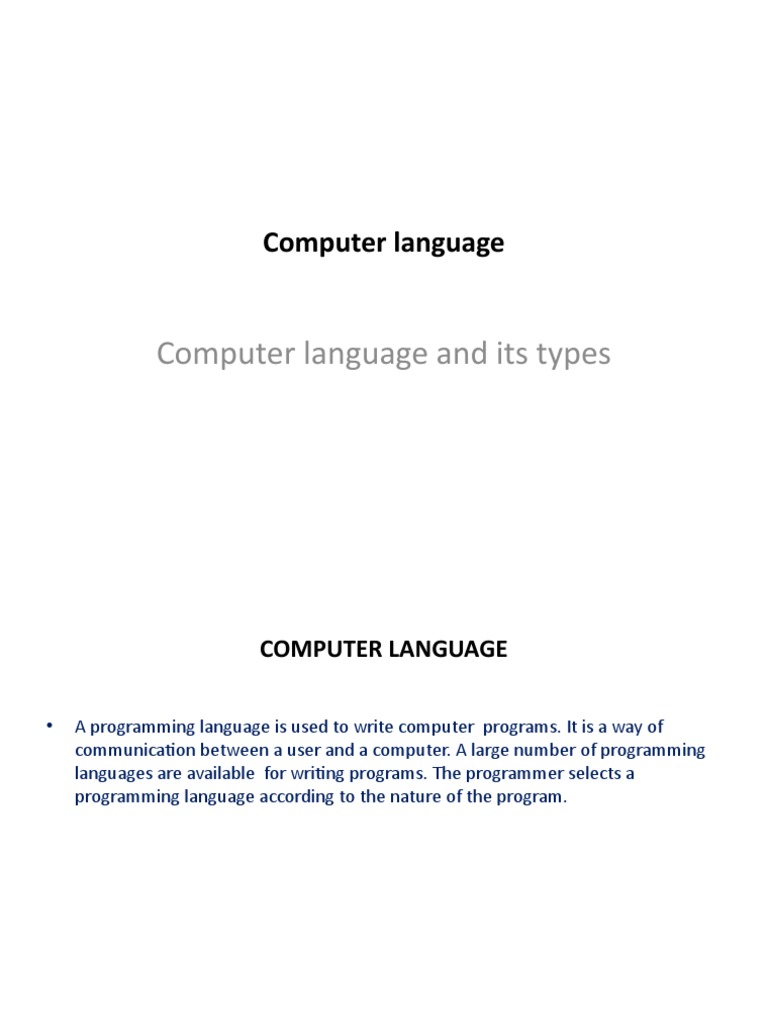 Computer Language and Its Types | PDF | Assembly Language | Computer Program