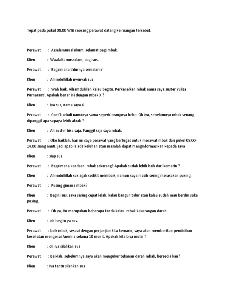 Contoh Dialog Komunikasi Terapeutik Pada Remaja | PDF