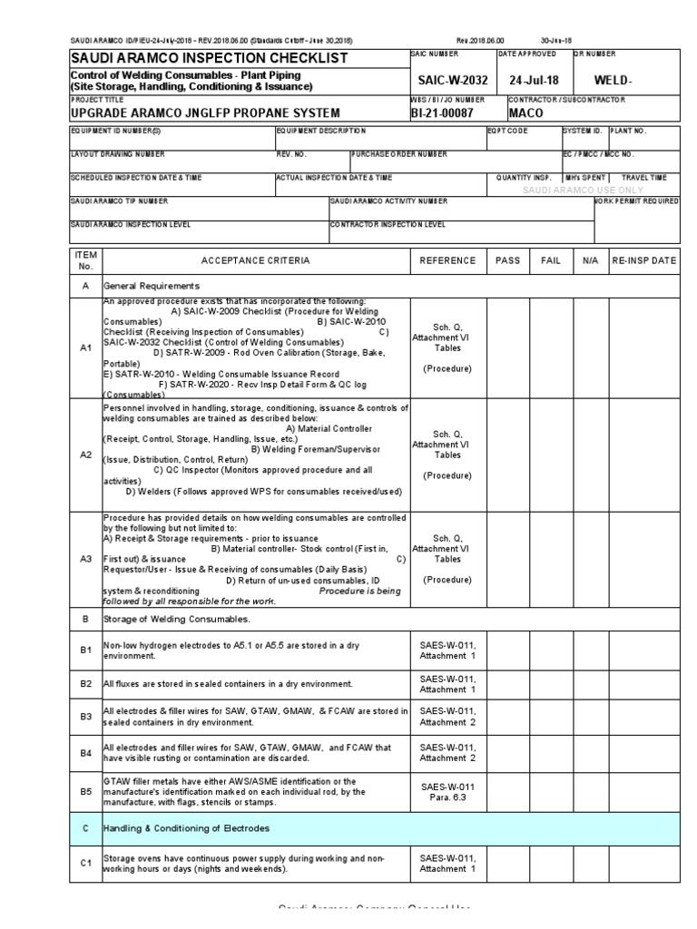 Saudi Aramco Inspection Checklist: SAIC-W-2032 24-Jul-18 Weld-Upgrade ...