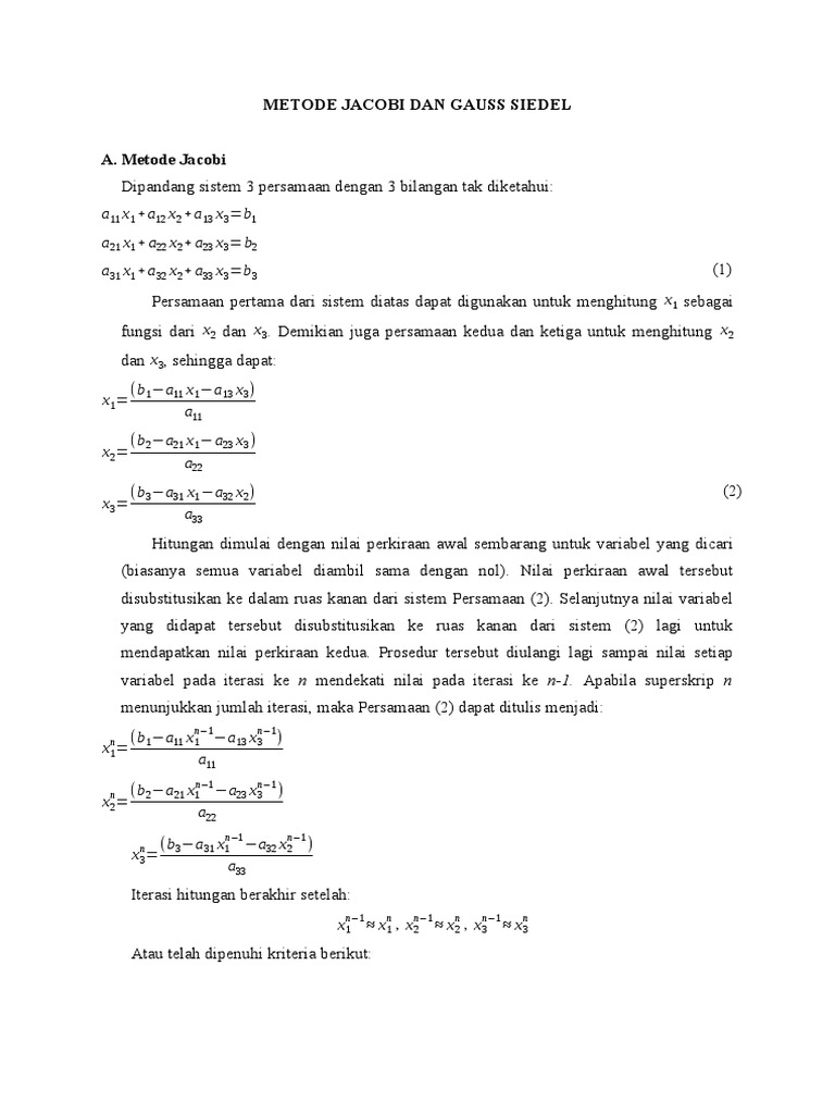 Metode Jacobi Dan Gauss Siedel | PDF