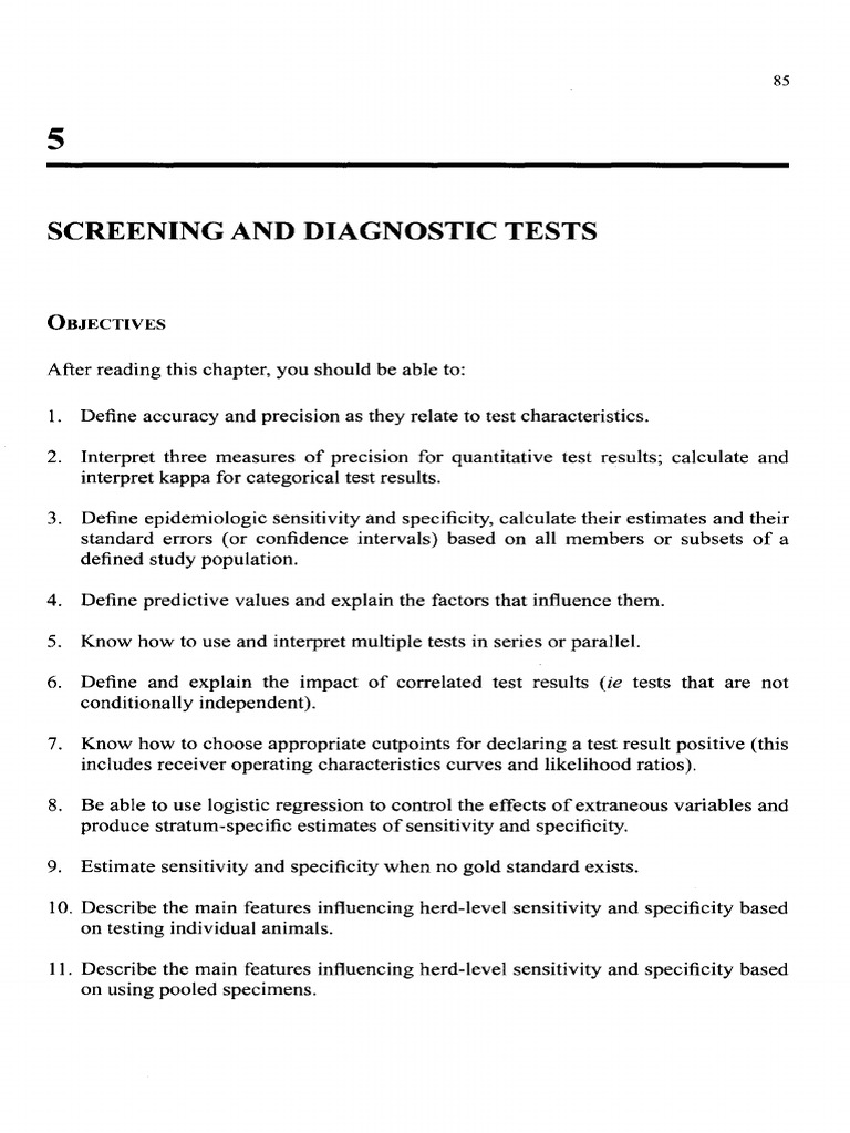 Screening and Diagnostic Tests | PDF | Sensitivity And Specificity ...