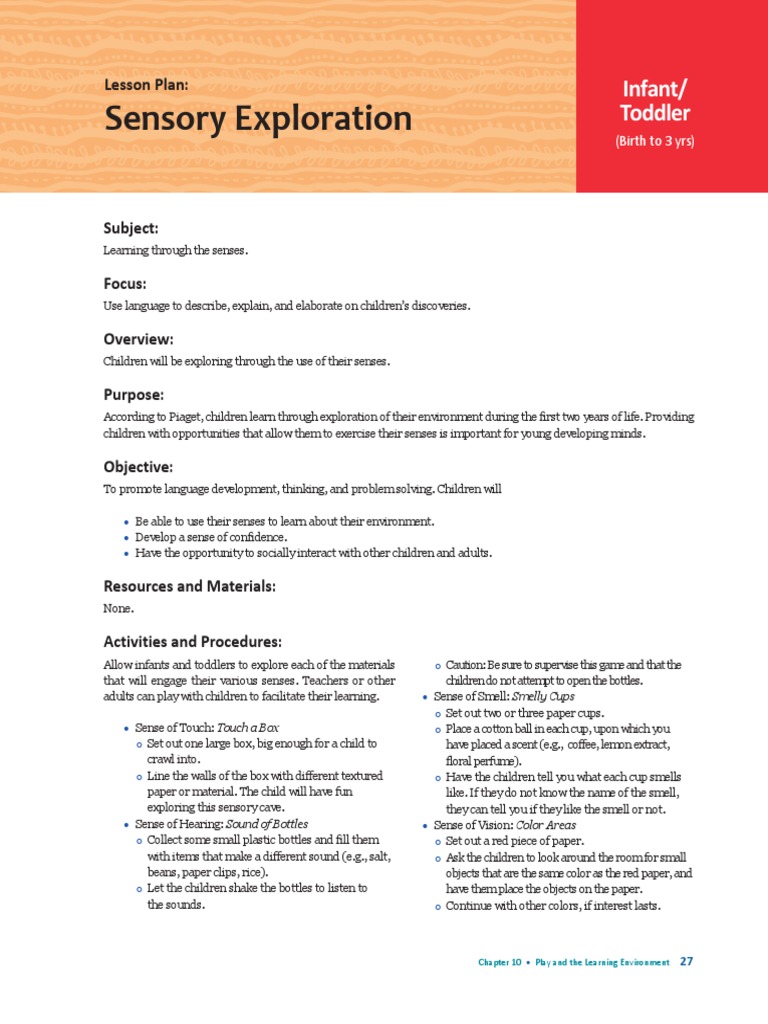 Sensory Exploration: Infant/ Toddler | PDF | Senses | Perception