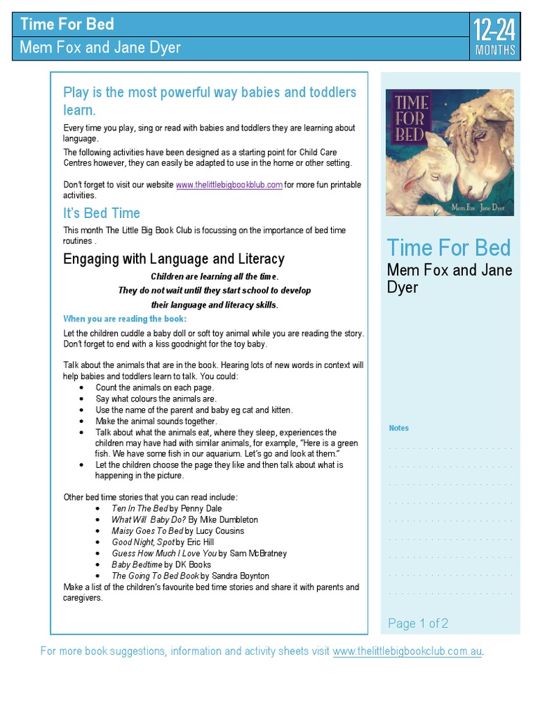 Time For Bed: Mem Fox and Jane Dyer | PDF
