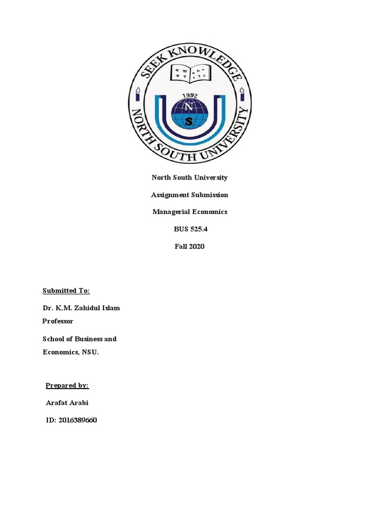 NSU Assignment Analysis | PDF | Errors And Residuals | Demand