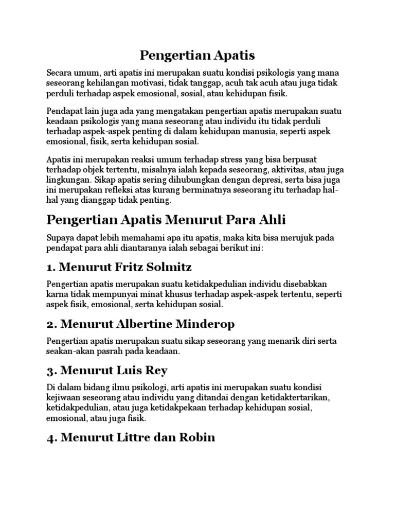 Pengertian Apatis | PDF