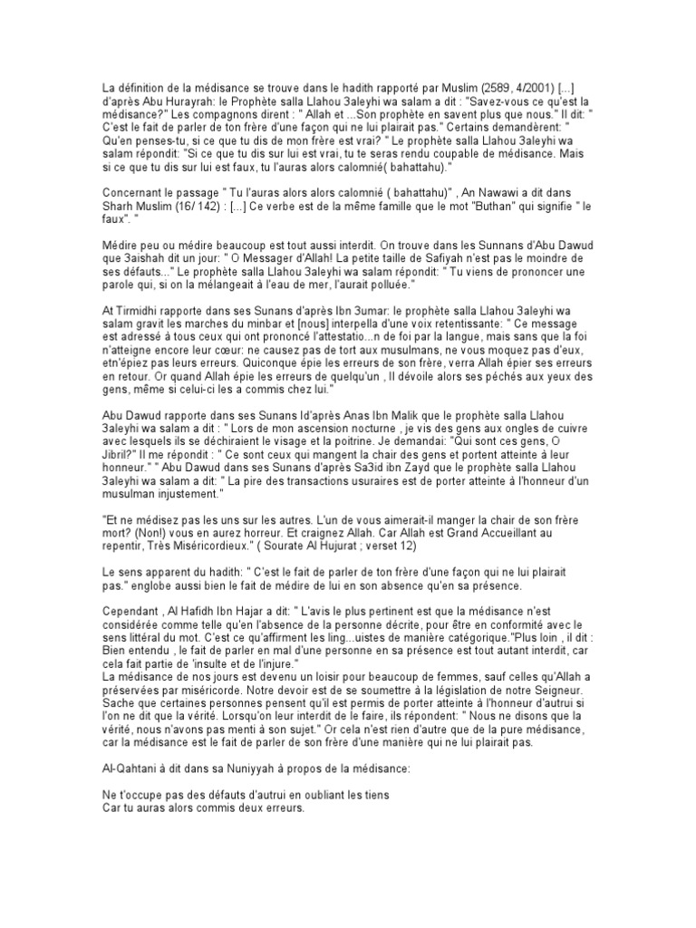 La Medisance | PDF | Mahomet | Allah
