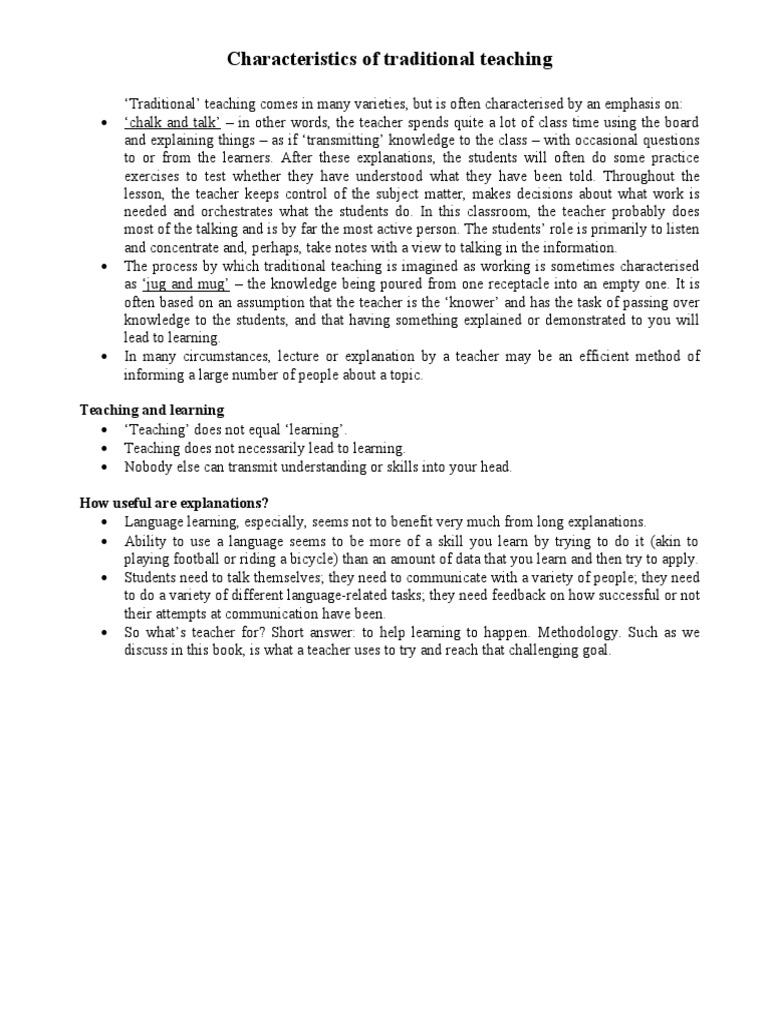 Characteristics of Traditional Teaching | PDF
