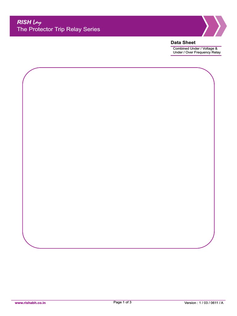 Voltage & Frequency Relay Data Sheet | PDF | Mains Electricity | Relay