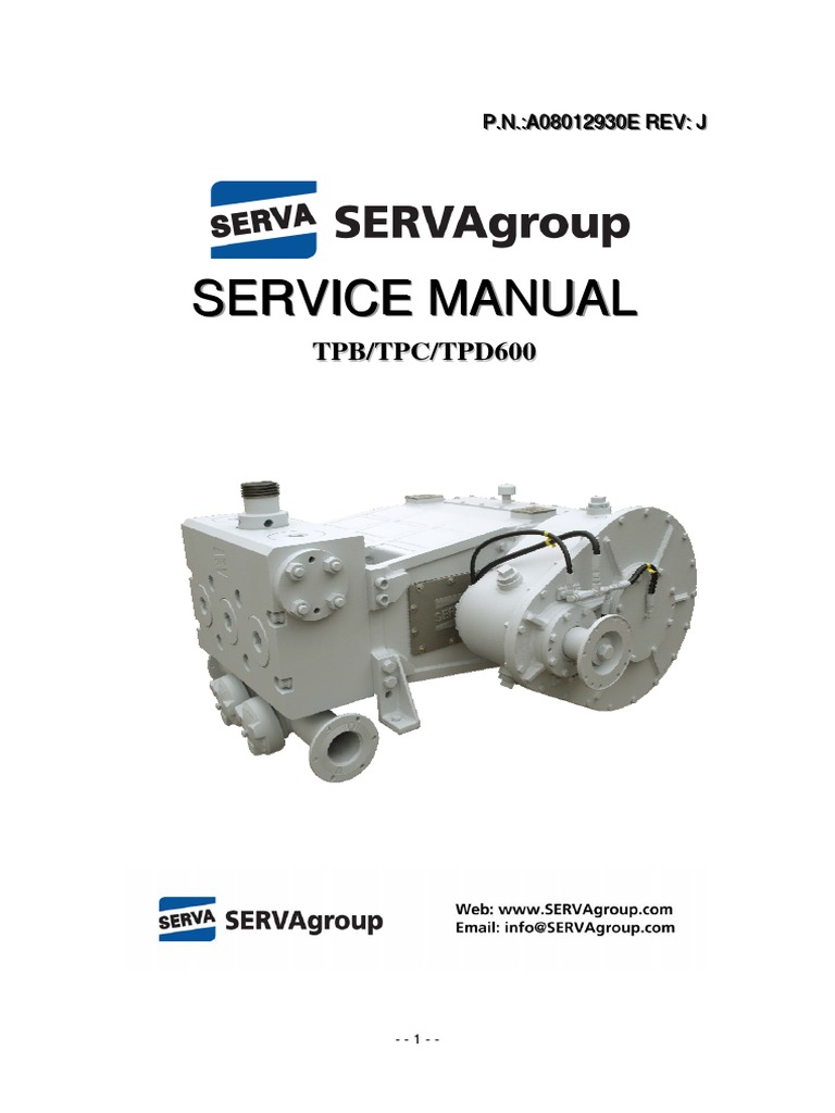 Manual Serva Pump TPD600 | PDF | Pump | Transmission (Mechanics)