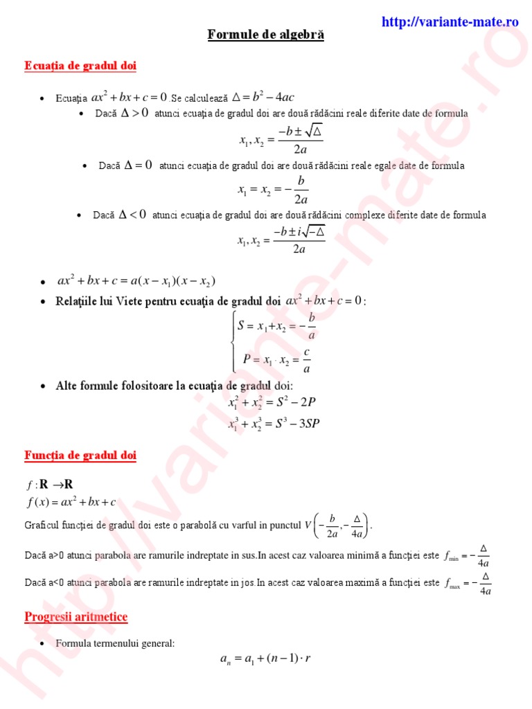 Formule Algebra | PDF