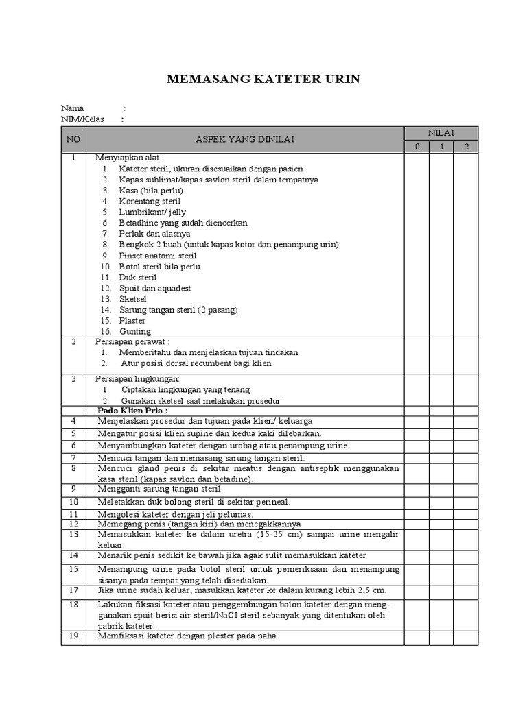 Panduan Pemasangan Kateter Urin | PDF