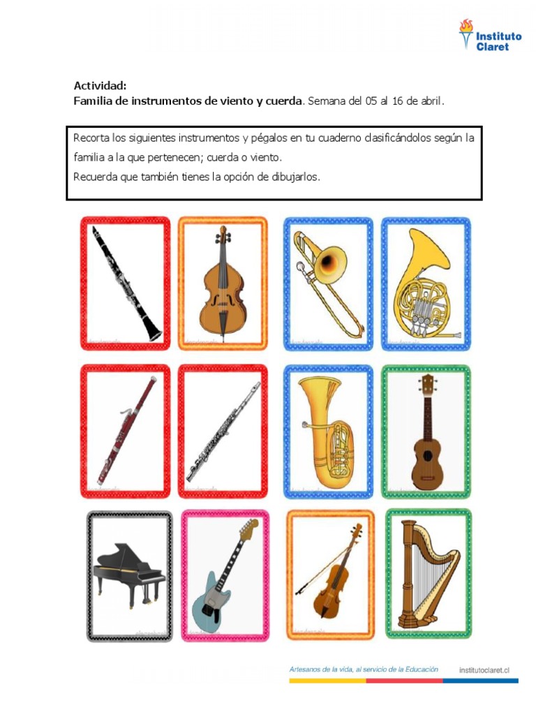 1° Básico Música Ficha de Trabajo Instrumentos Musicales. | PDF