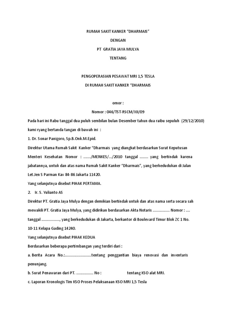 Contoh Mou Kso Alkes | PDF