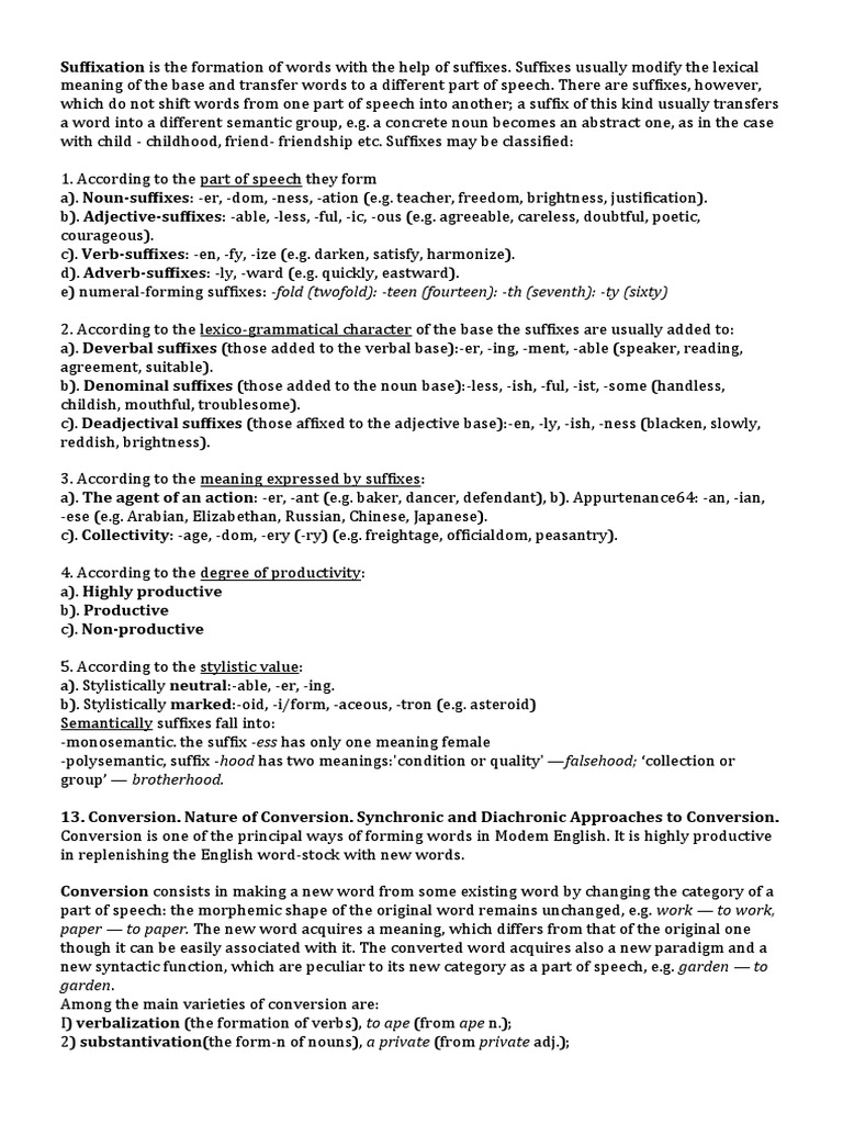 Suffixation Is The Formation of Words With The Help of Suffixes | PDF ...