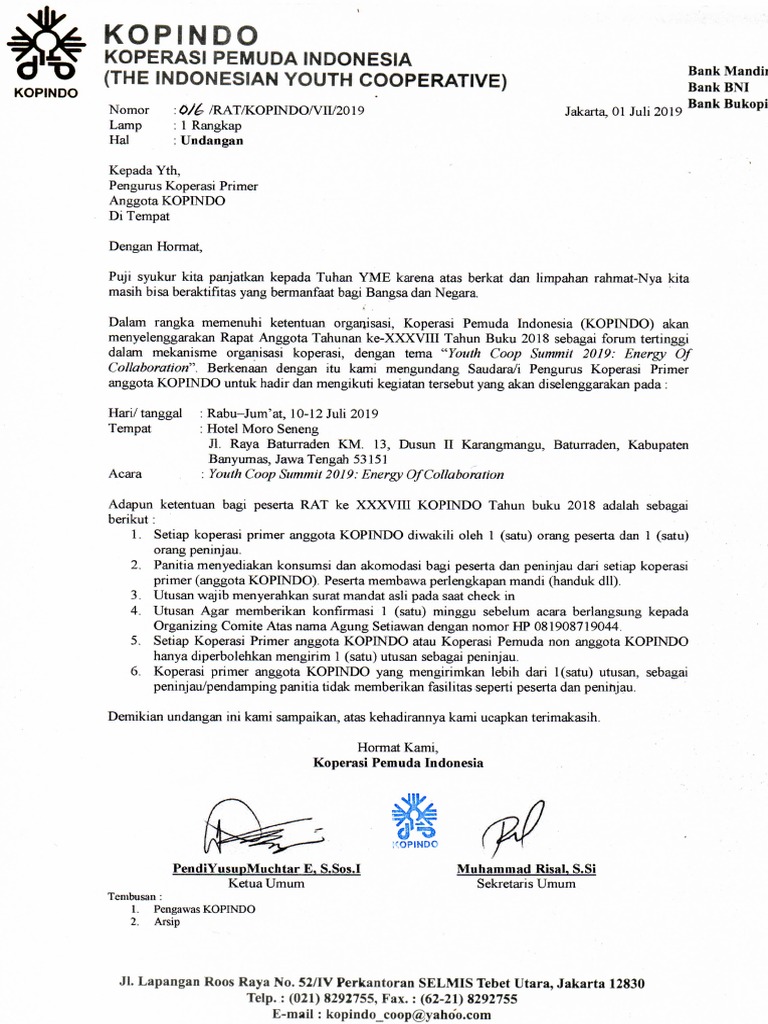 Daftar Peserta RAT KOPINDO 2019 | PDF