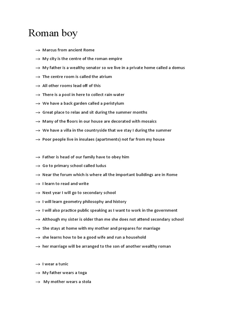 Life of a Roman Boy in Ancient Rome | PDF