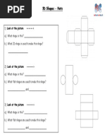 3D Shape Nets Worksheet - Questions | PDF