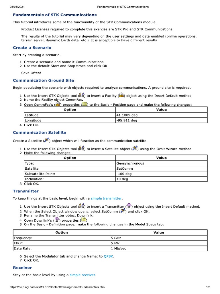 Fundamentals of STK Communications | PDF