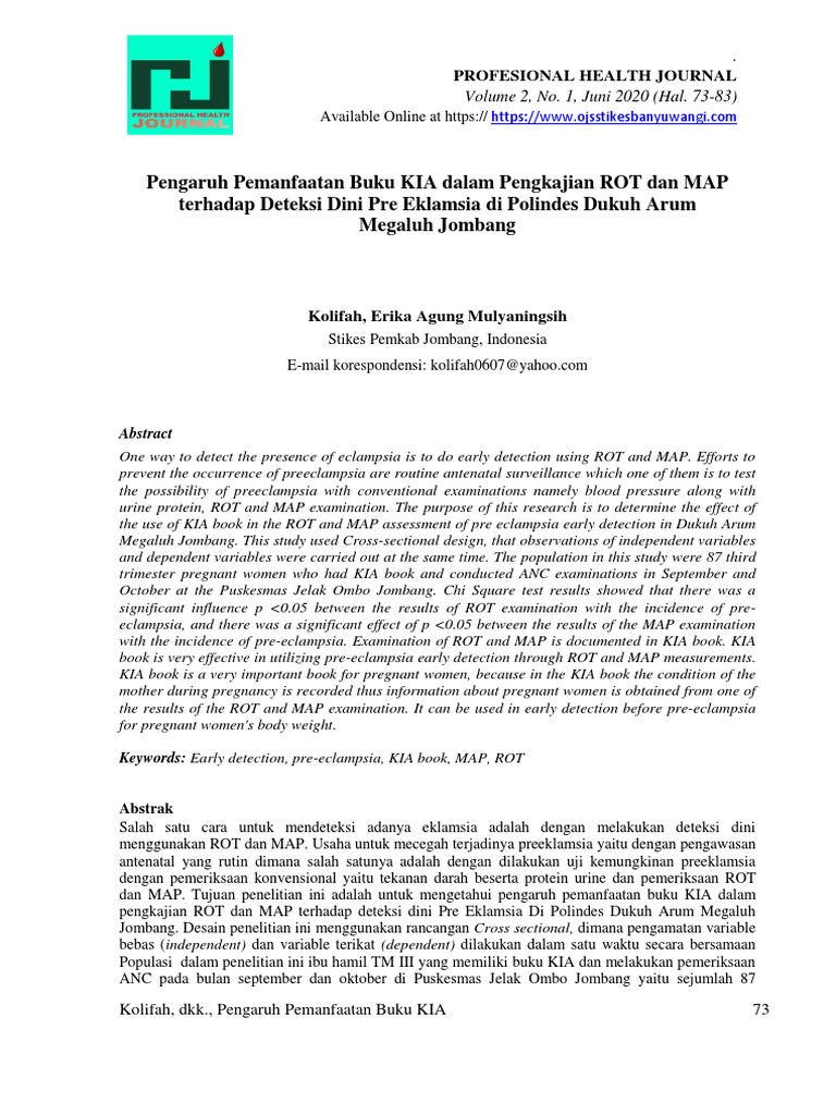 Pengaruh Pemanfaatan Buku KIA Dalam Pengkajian ROT Dan MAP Terhadap ...