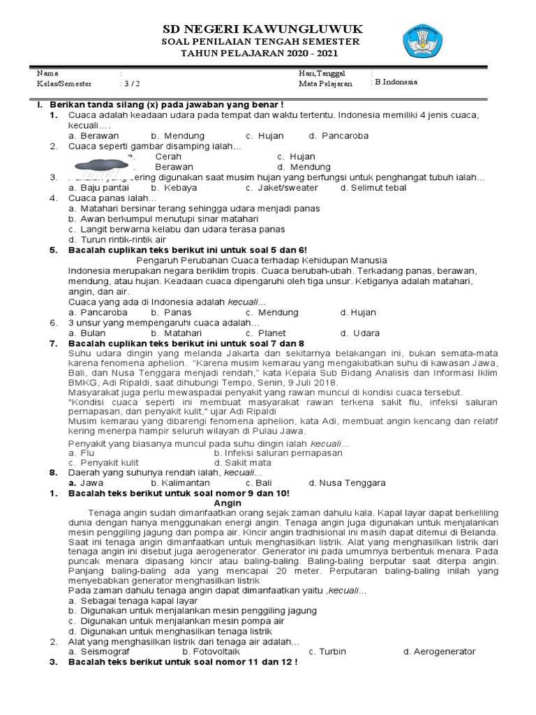 Soal PTS B.indo | PDF