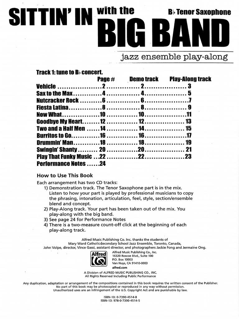 Sittin in With The Big Band Tenor Sax Vol. 1 | PDF