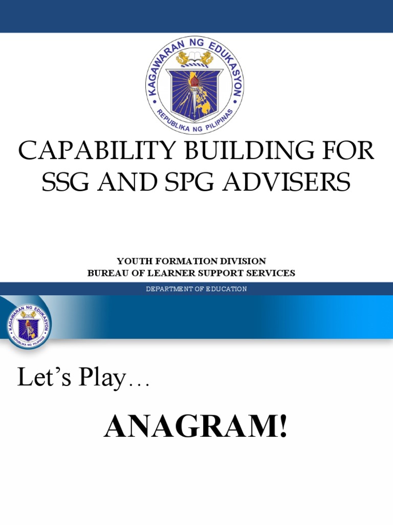 Capability Building For SSG and SPG Advisers: Youth Formation Division ...