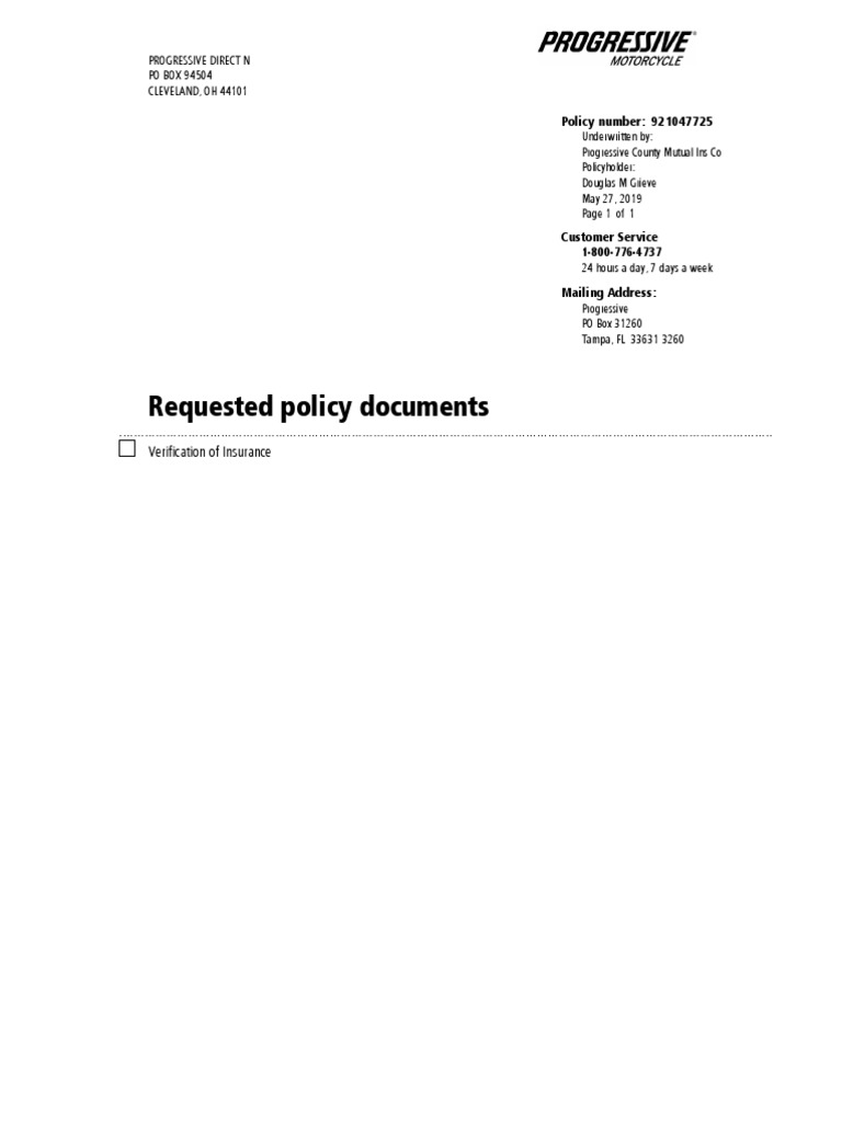 Requested Policy Documents: Verification of Insurance | PDF | Insurance ...