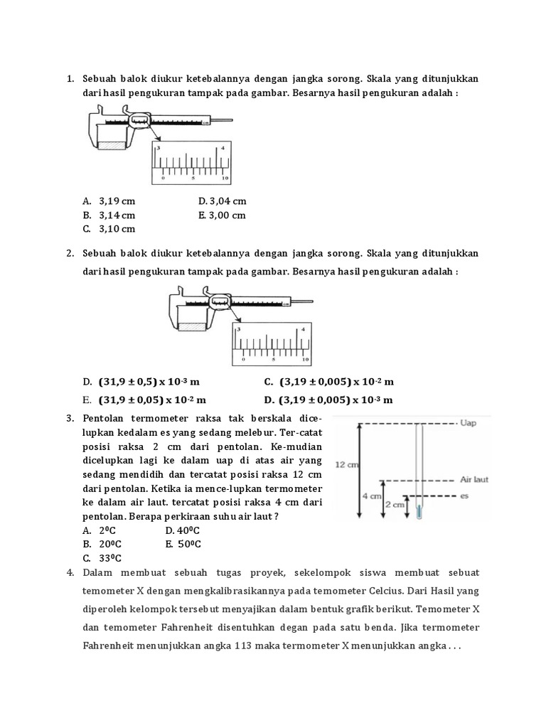 Sebuah Balok Diukur Ketebalannya Dengan Jangka Sorong | PDF