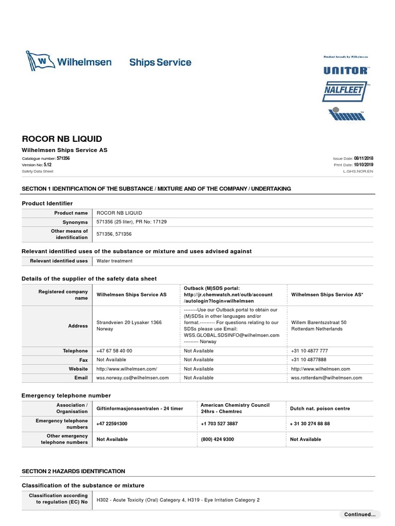 ROCOR NB LIQUID Msds | PDF | Chemistry | Chemicals